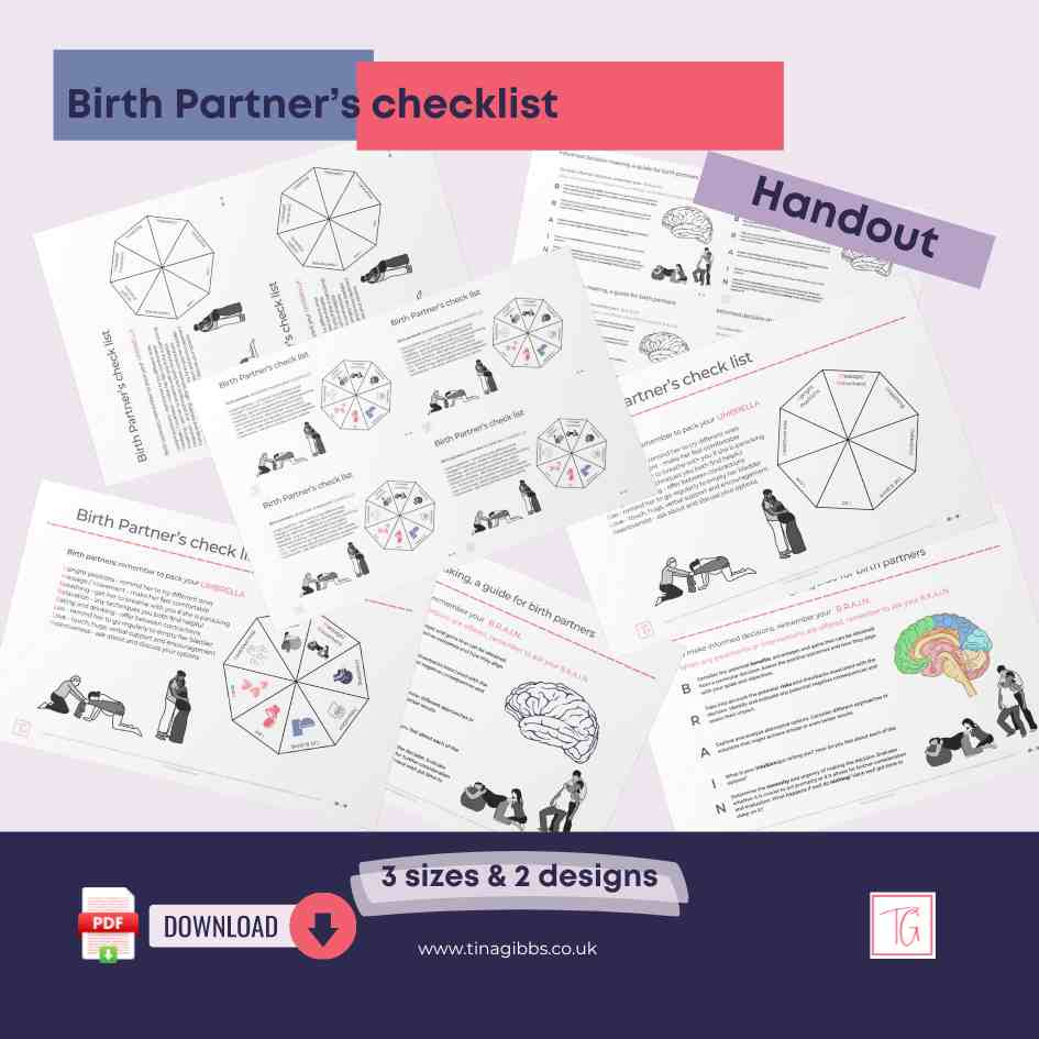 Birth Partner's checklist Handout (pdf) - Tina Gibbs - antenatal education