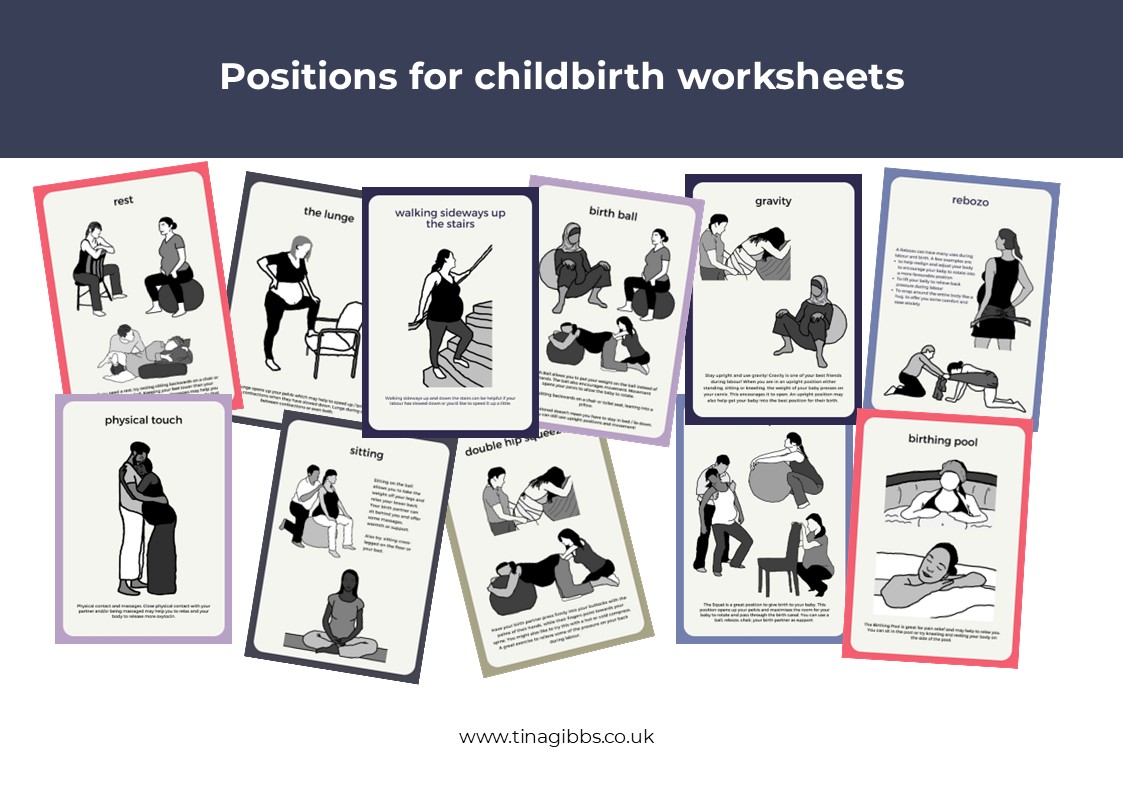 Positions for Childbirth Worksheets - Tina Gibbs