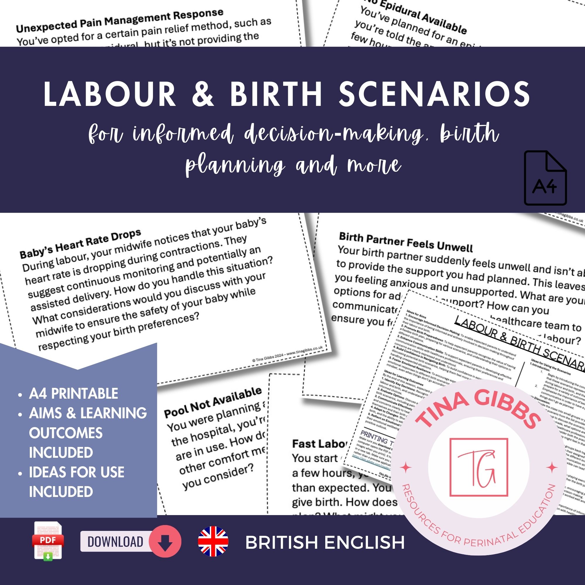 Comprehensive Birth Scenarios for Antenatal Classes - (PDF) - Tina Gibbs