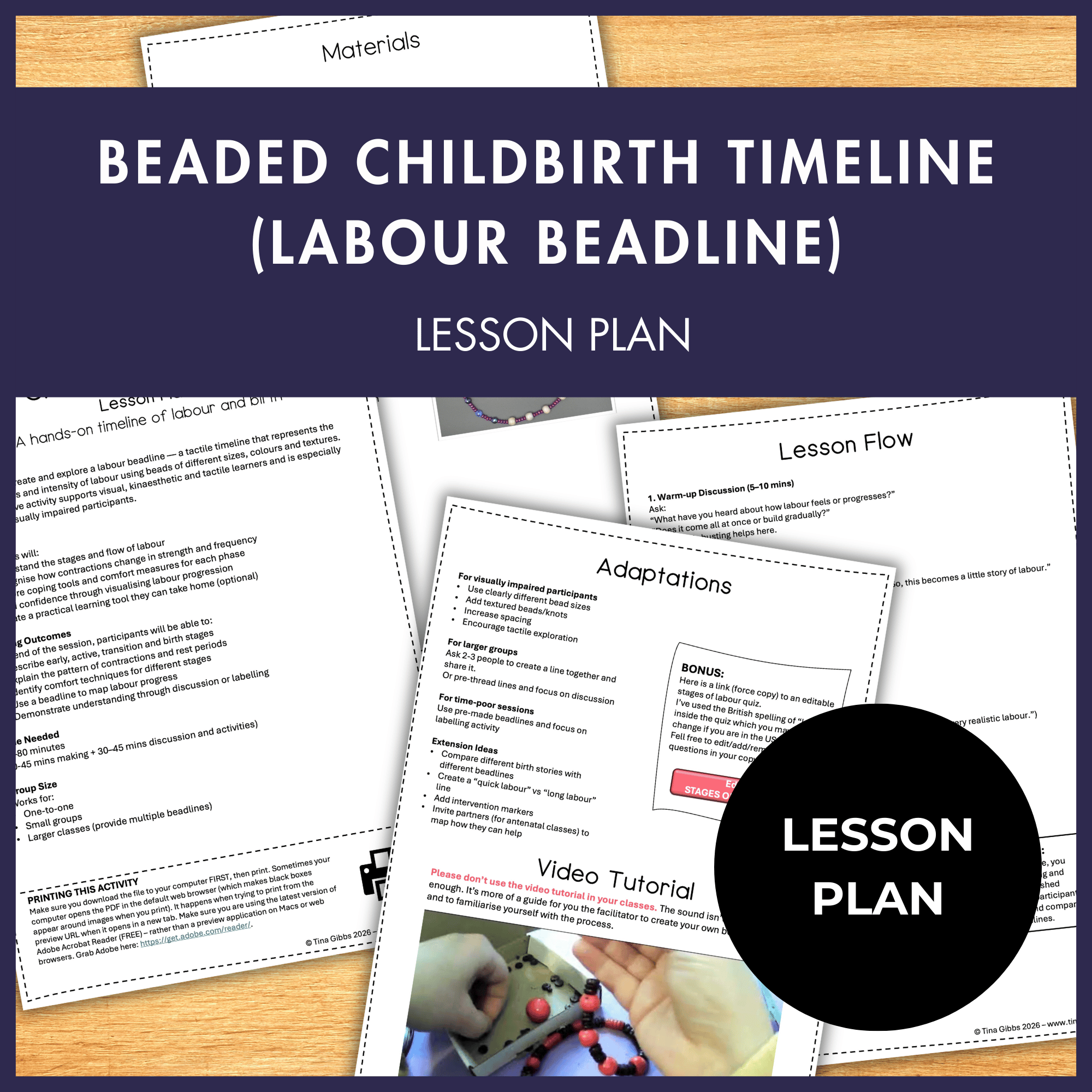 Beaded Childbirth Timeline Lesson Plan (pdf) - Tina Gibbs - Pregnancy ...